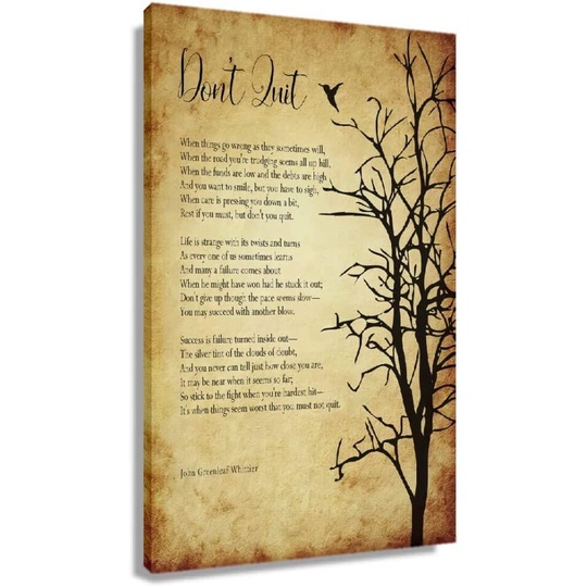 Dont Quit Poem Framed Canvas Inspirational Quotes Wall Art Poetry ...