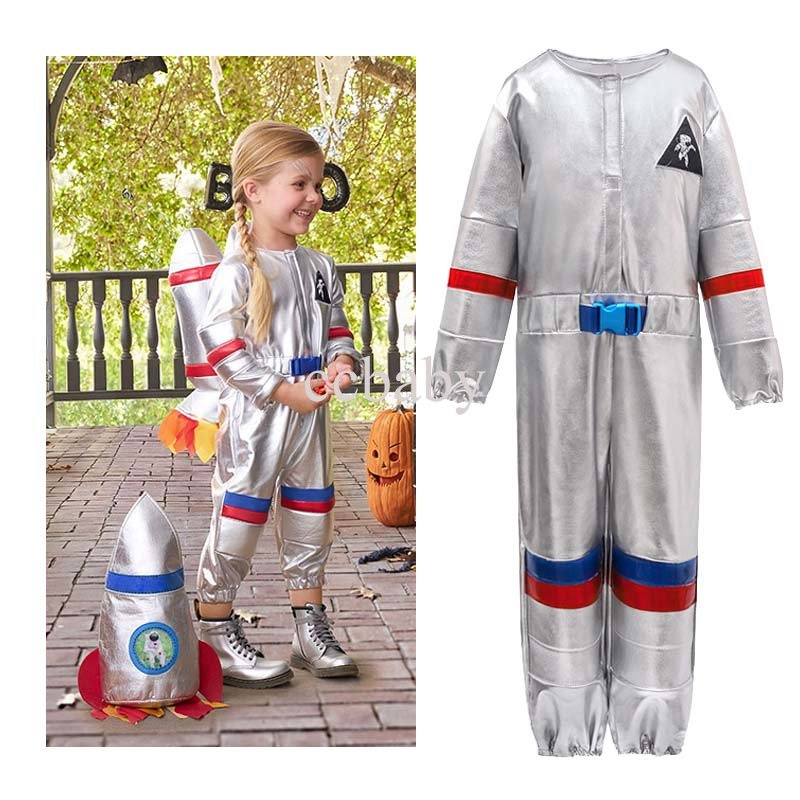Kids Girl&boy Space Suit Rocket Bag Astronaut Costume Children Rompers ...