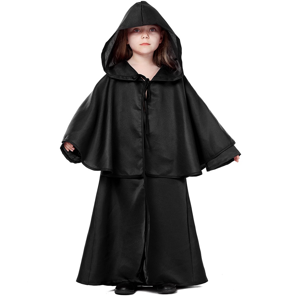 Kids Renaissance Medieval Friar Monk Death Sorcerer Cosplay Costume ...