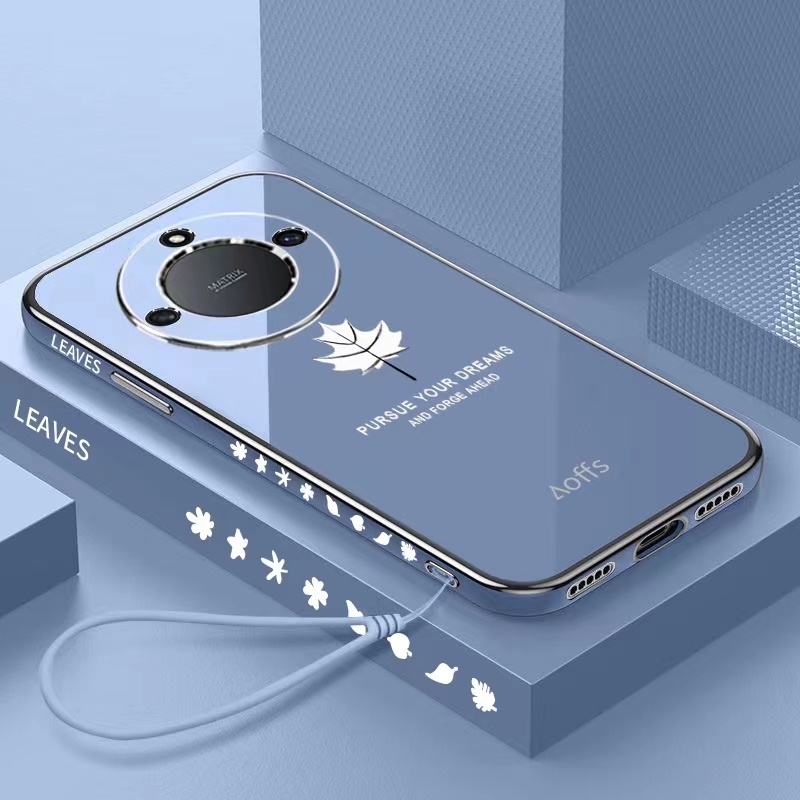 For Honor X9A X40 Lanyard Maple Leaves Plating TPU Cellphone Case For ...