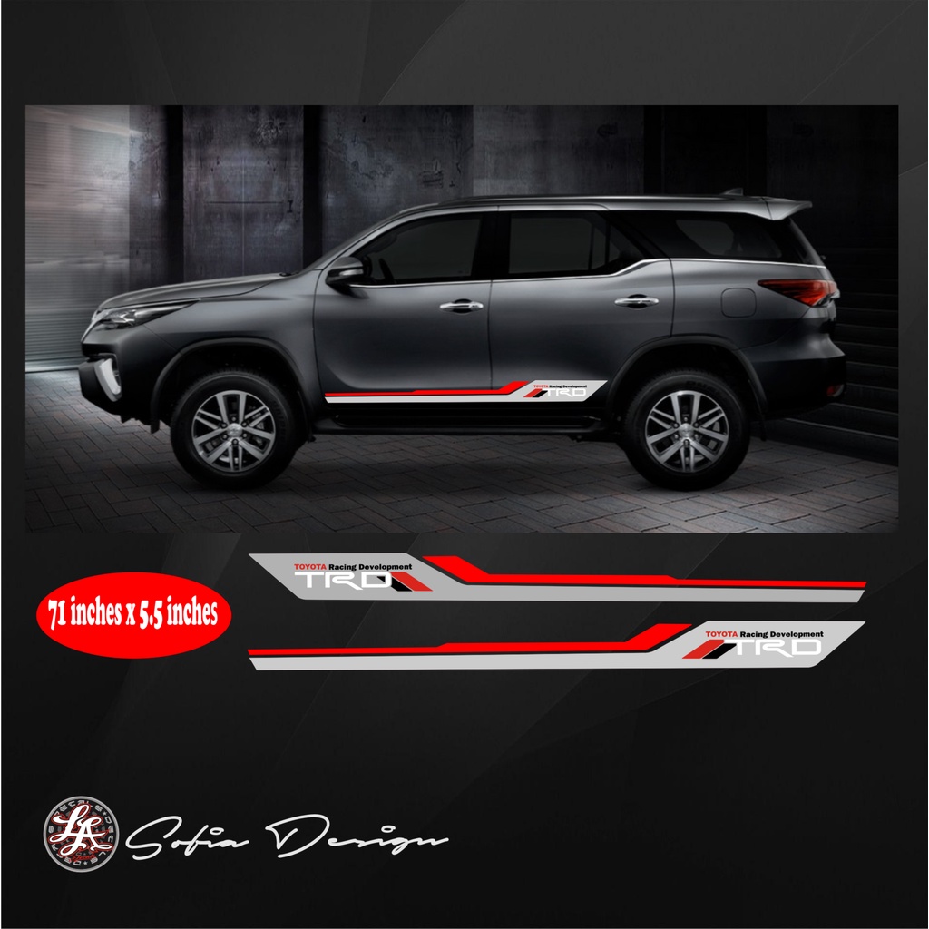 x2 TRD SIDE DOOR STICKER DECAL FOR TOYOTA FORTUNER 2 pcs. (left & right ...