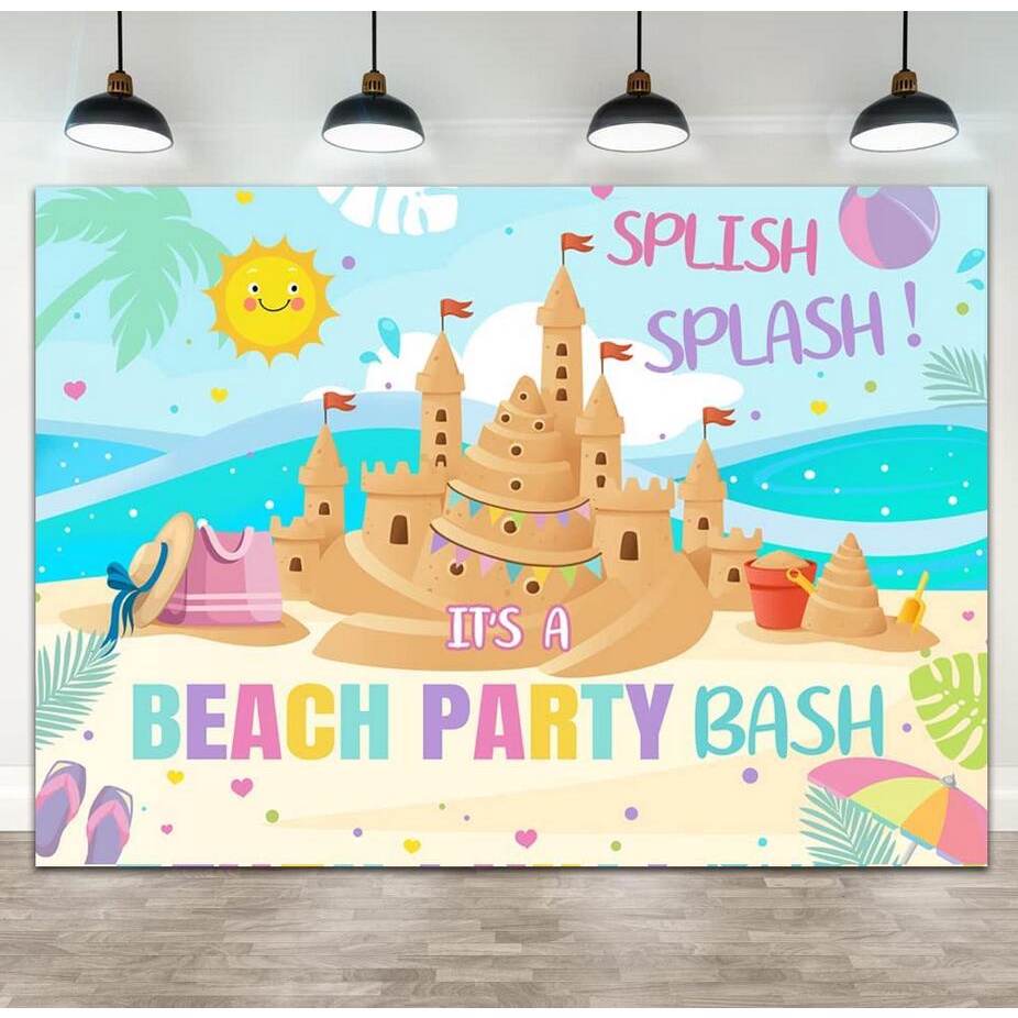 5x3ft Beach Party Backdrop Girls Birthday Summer Beach Theme Party ...