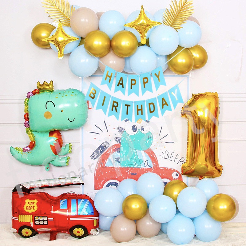Construction Excavator Theme 32inch Gold Number Balloon Birthday Banner ...
