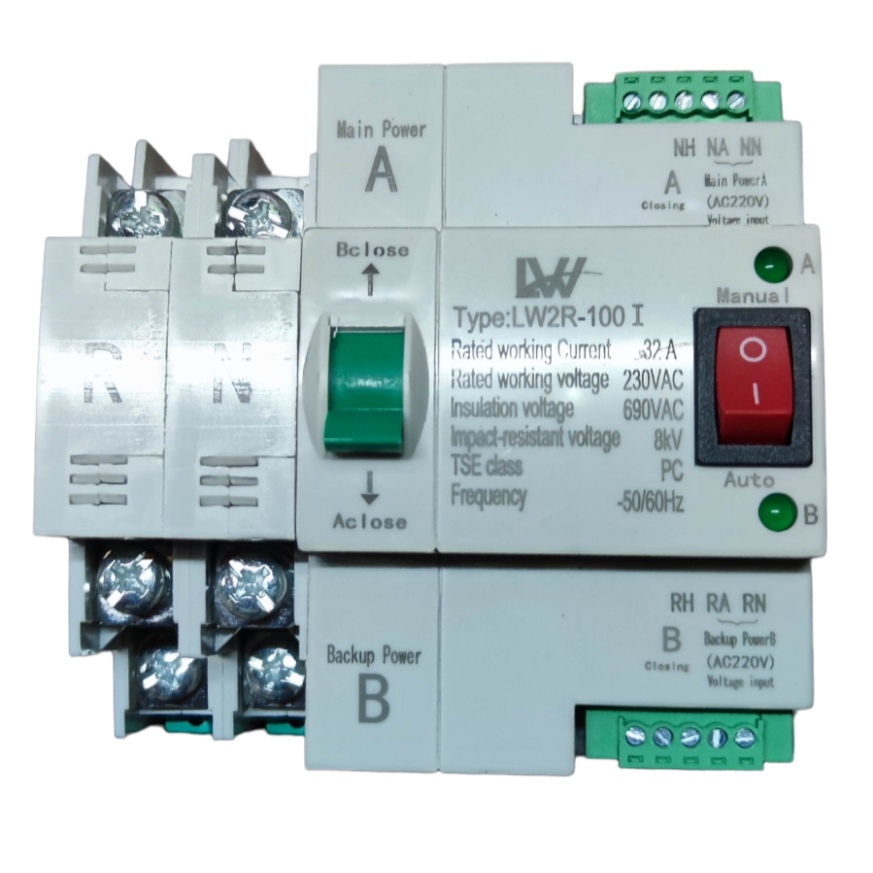 GRIPPES Automatic Transfer Switch 32A 2Pole Single Phase, ATS 32A 2P ...