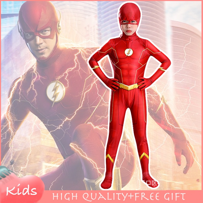 The Flash Costume Red Jumpsuit For Kids Boy Superhero Muscle Sando For ...