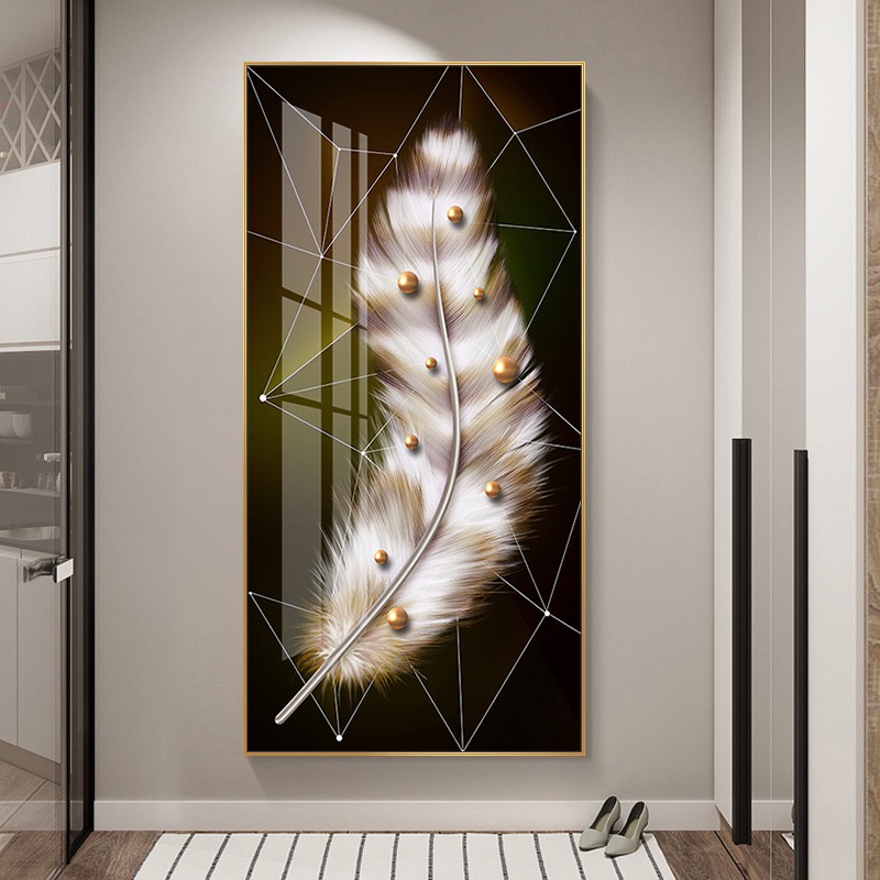 Golden Feather Wheat Painting Mural Light Luxury Canvas Painting Modern ...