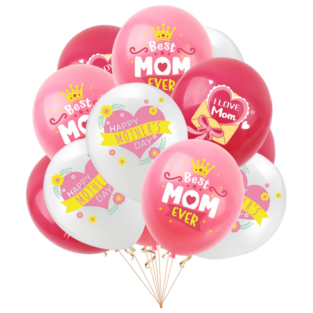 Mother's Day Balloon 12-Inch Best Mom Balloon Love Mom Balloon Mother's ...