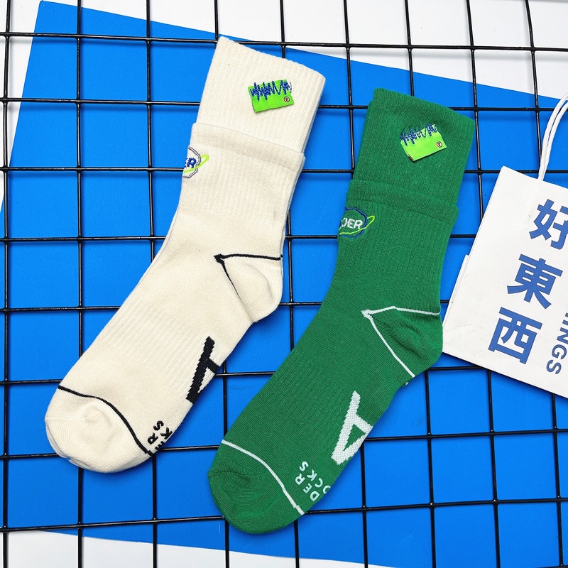 ADER ERROR Embroidered sewing deconstructed socks for men and women ...