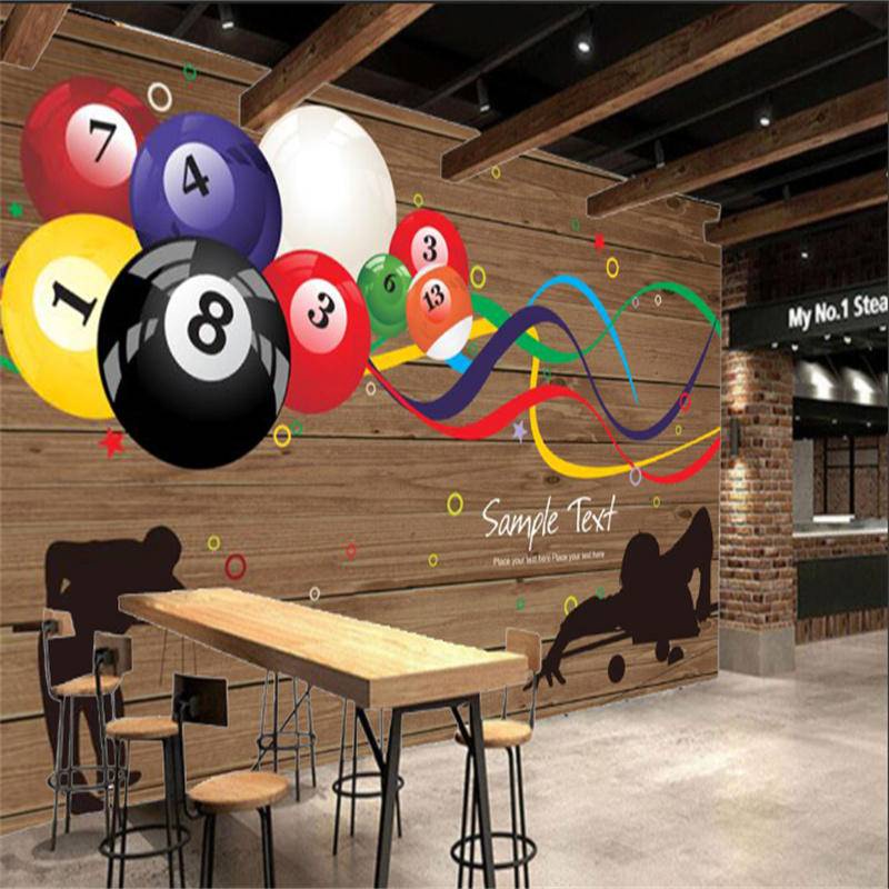 Custom Modern Billiard Sports Image Industrial Decor Mural Wallpaper ...