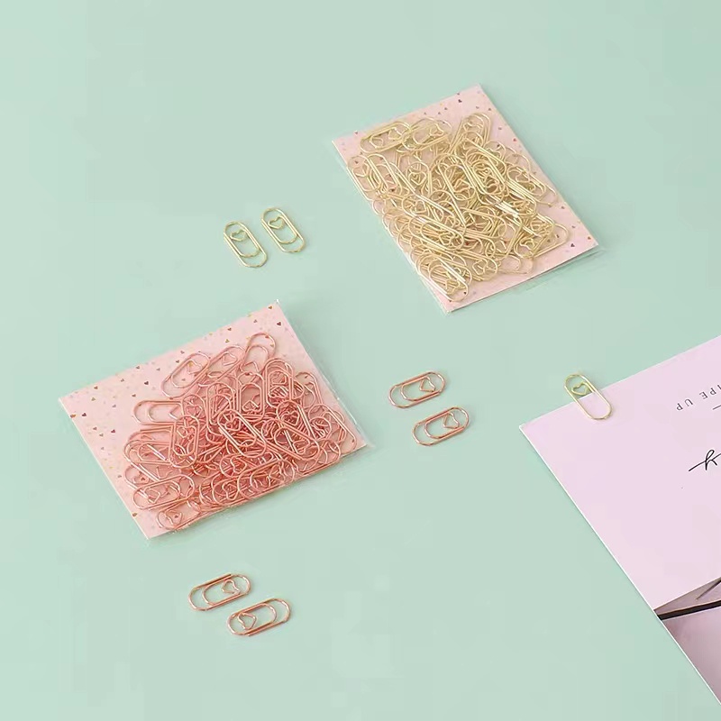 50PCS Quality Paper Clip 16/20mm Bronze Rose Heart Set Binding Pin ...