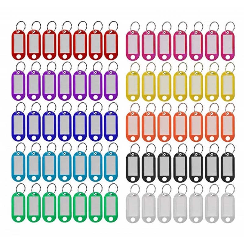 50pcs Colorful Plastic Keychain Key Tags Label Numbered Name Baggage ...