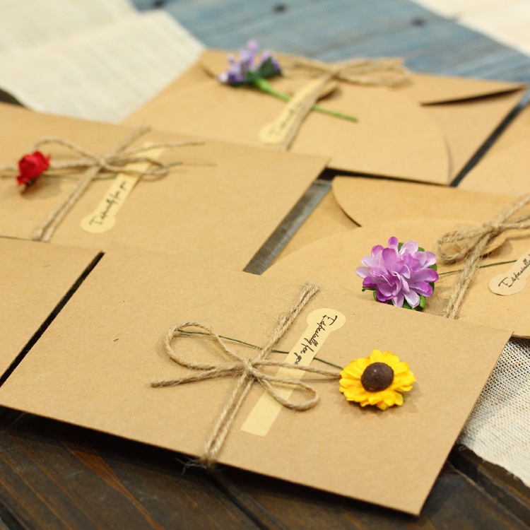 Dried Flowers Envelopes(with Card) /Blessing Greeting card /Pressed ...