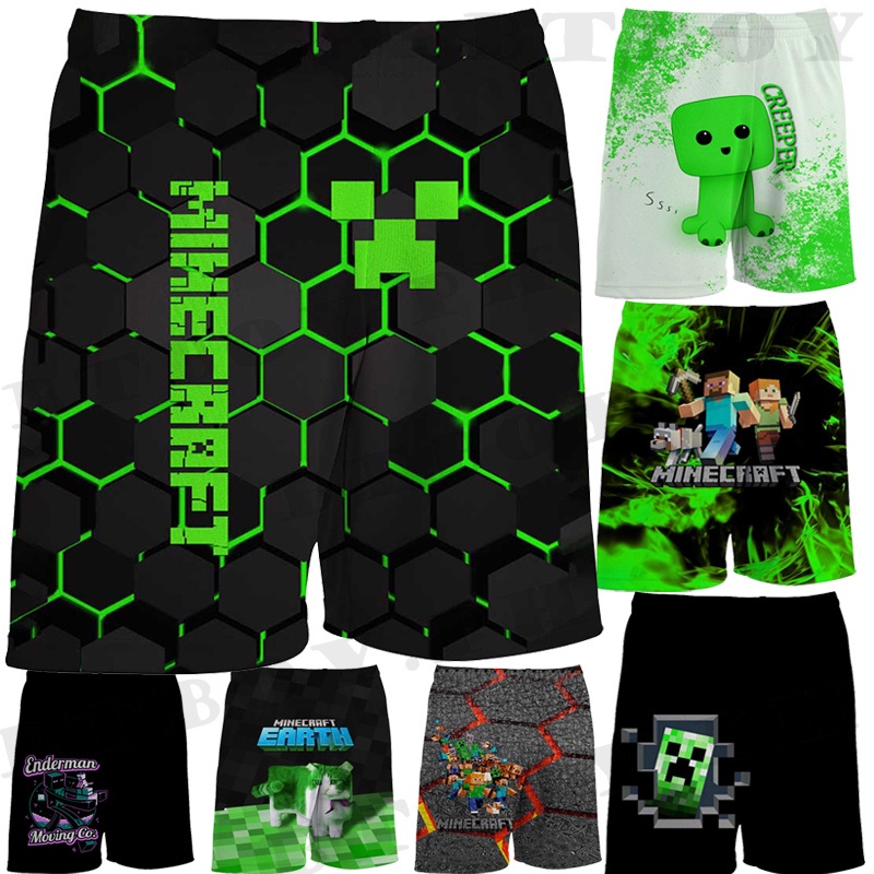 Minecraft Short Kids Pants Cartoon Cosplay Beach Shorts | Shopee ...
