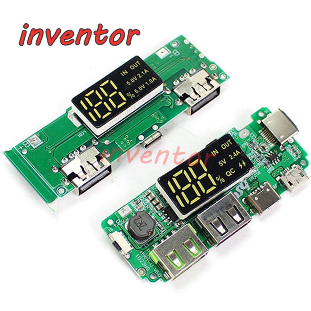 LED Dual USB 5V 2.4A Micro/Type-C USB Mobile Power Bank 18650 Charging Module Lithium Battery ...