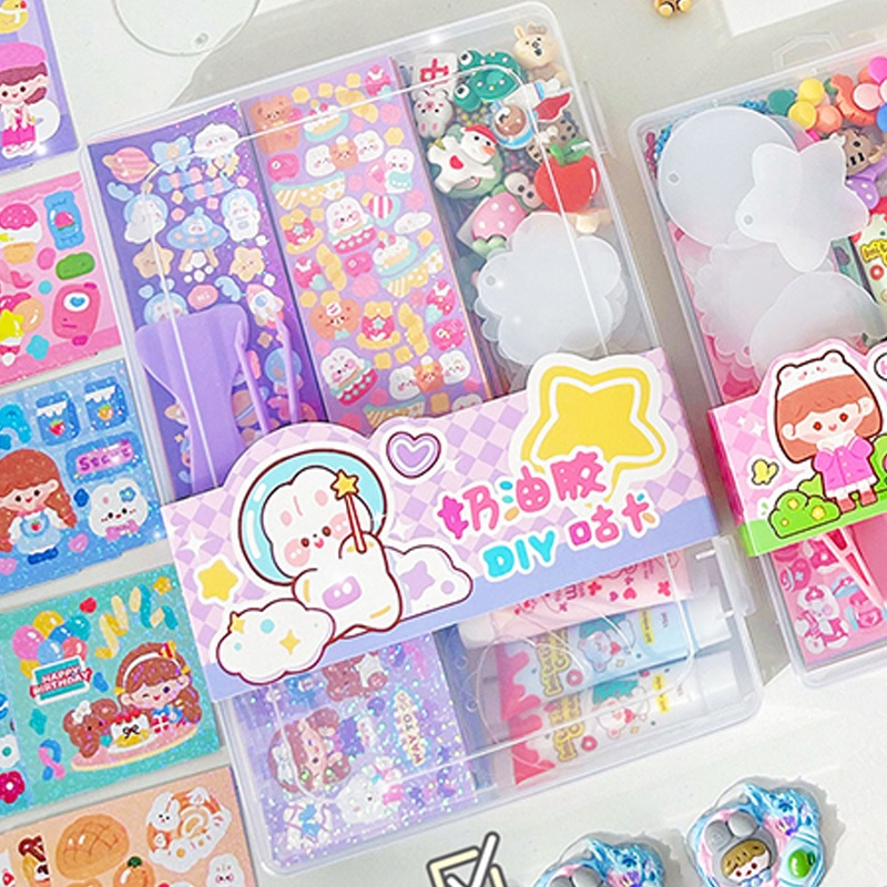 248 Pcs Boxed Cartoon Cream Gum Card Stickers Student Guka Deco DIY ...