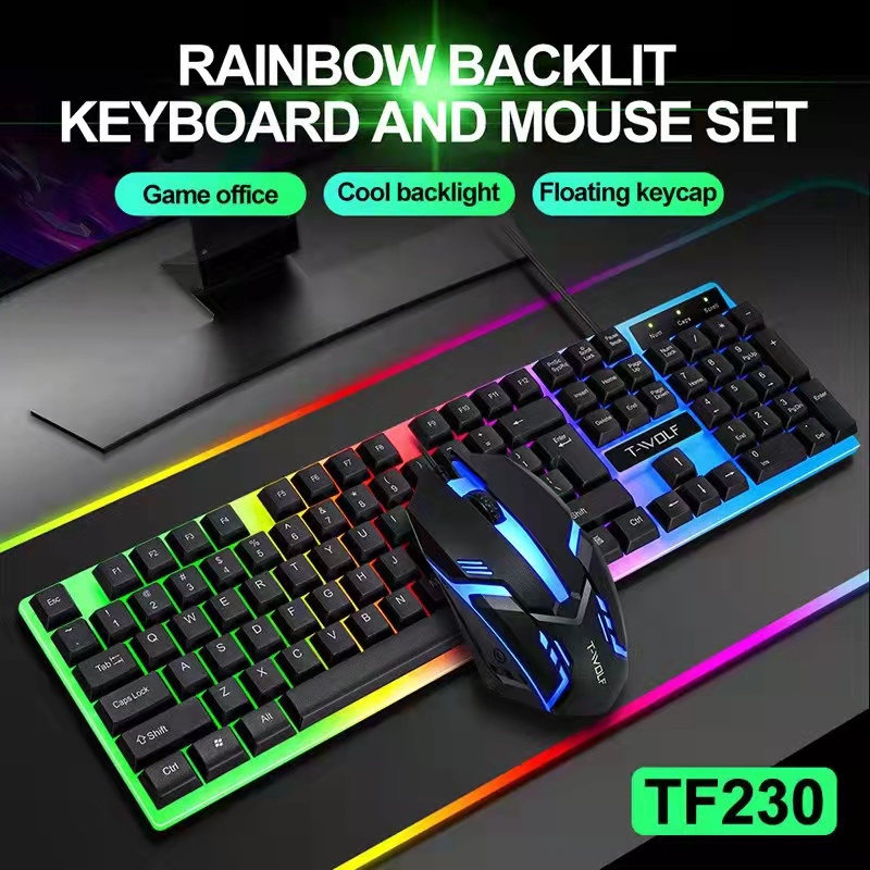 Answer1998 T-WOLF TF230 Rainbow LED Gaming Keyboard And Mouse Combo ...