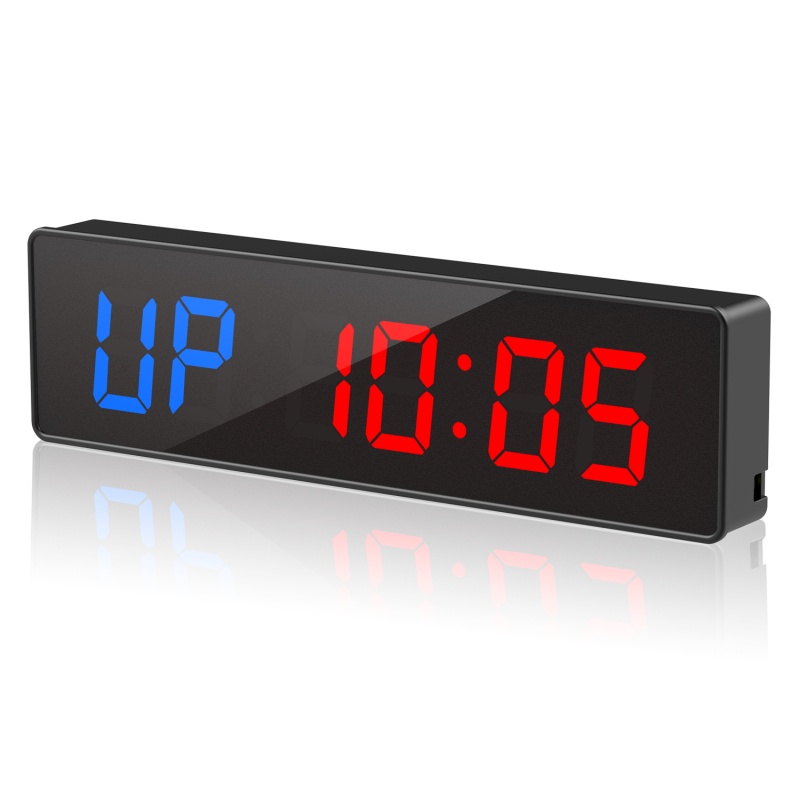 Seesii 2 inch LED Digital Gym Timer Interval Workout Clock with Remote Count Down/Up Stopwatch ...