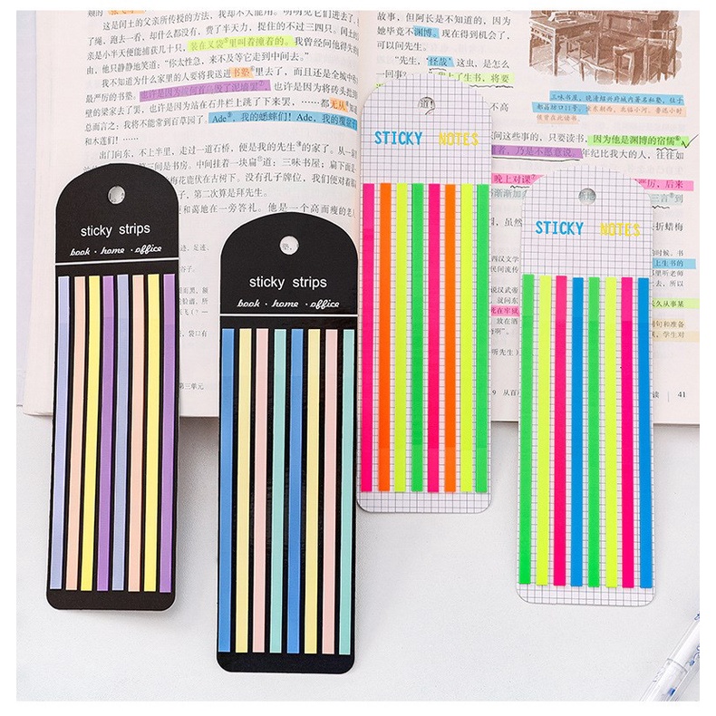 160 pcs Transparent Highlighter Tape Removable Sticky Tabs Morandi Neon ...