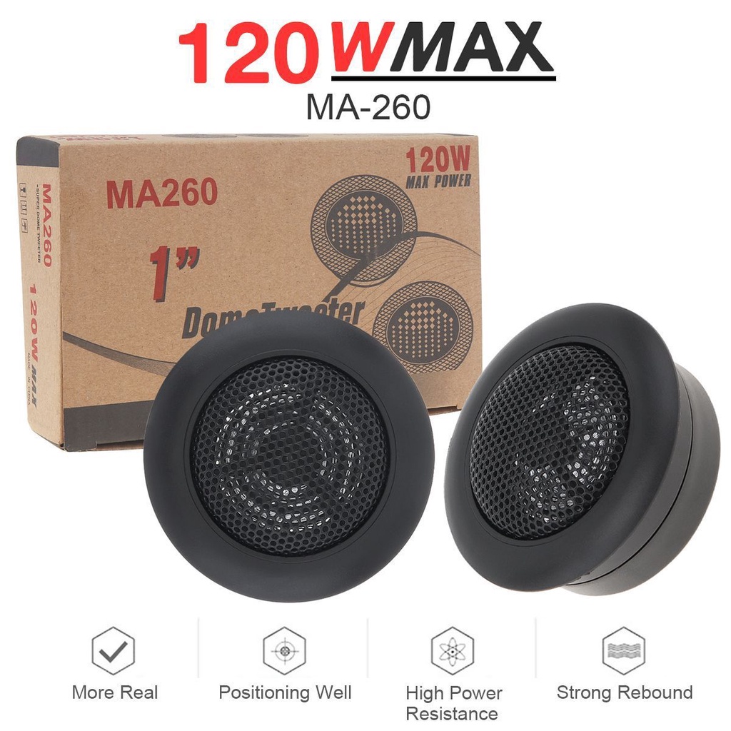 2pcs High Efficiency 120W Mini Dome Tweeter Speakers for Car Audio ...
