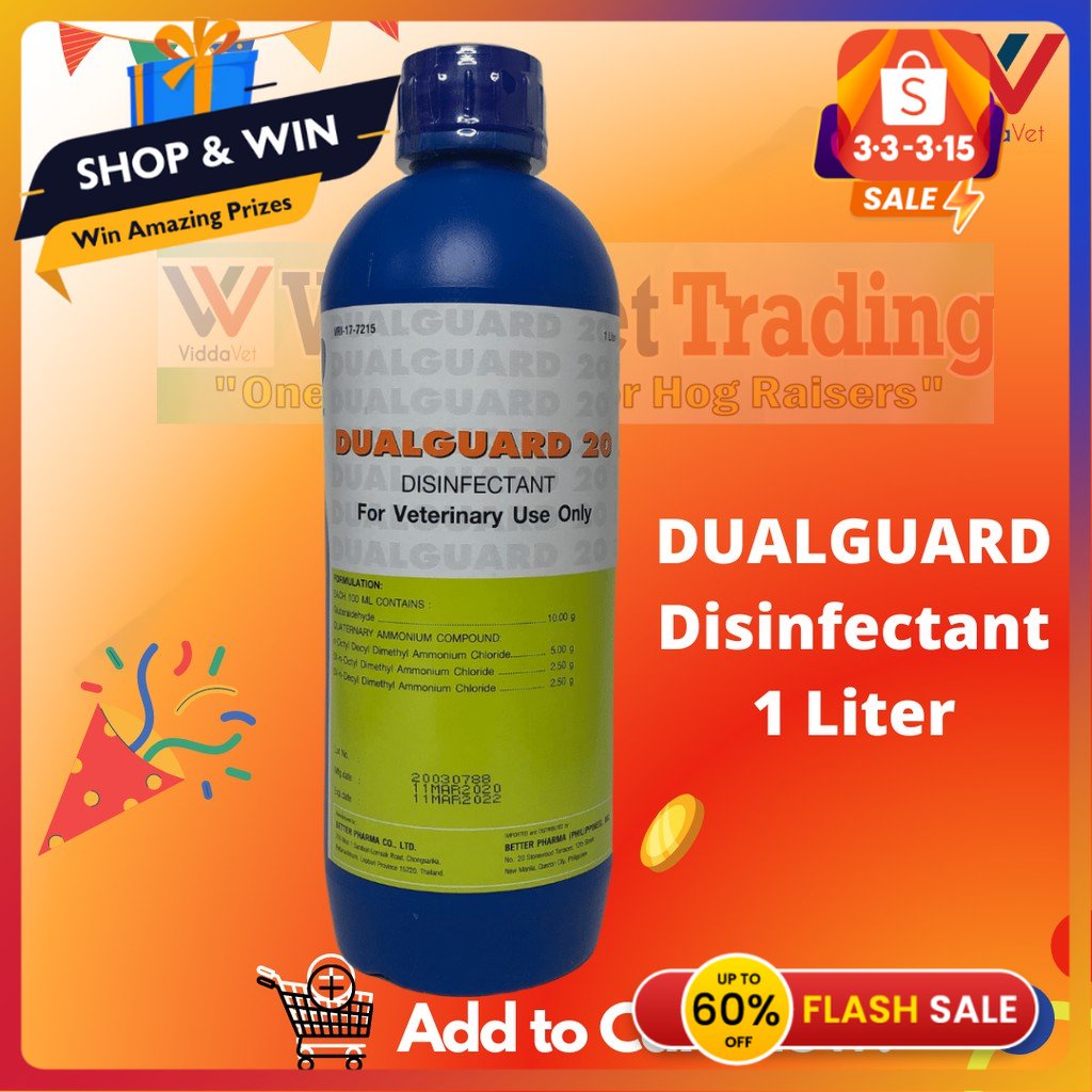 1 Liter DUALGUARD Disinfectant for animal housings instruments floors ...