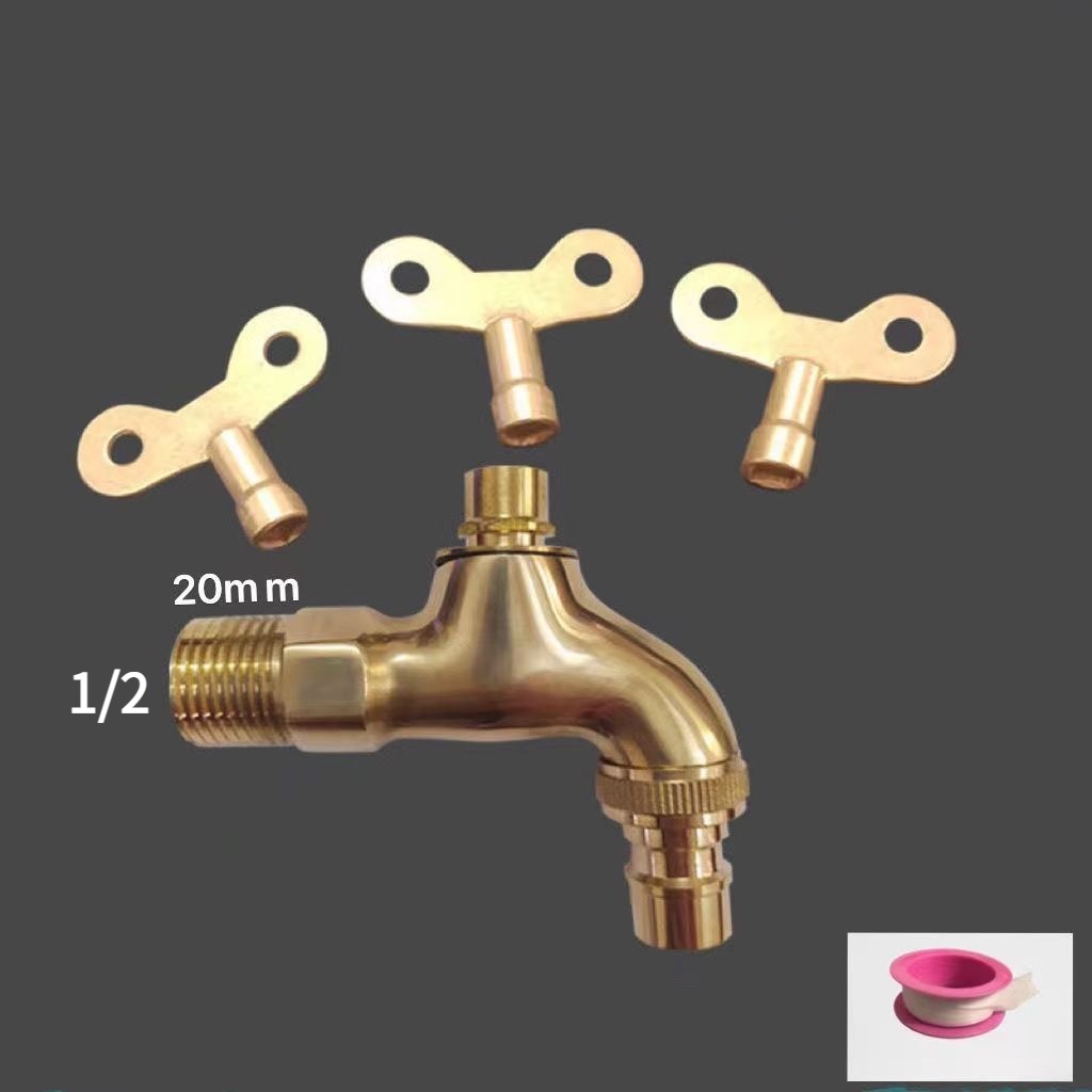 All-copper outdoor faucet with lock mop Pool 4-minute single-cooling ...