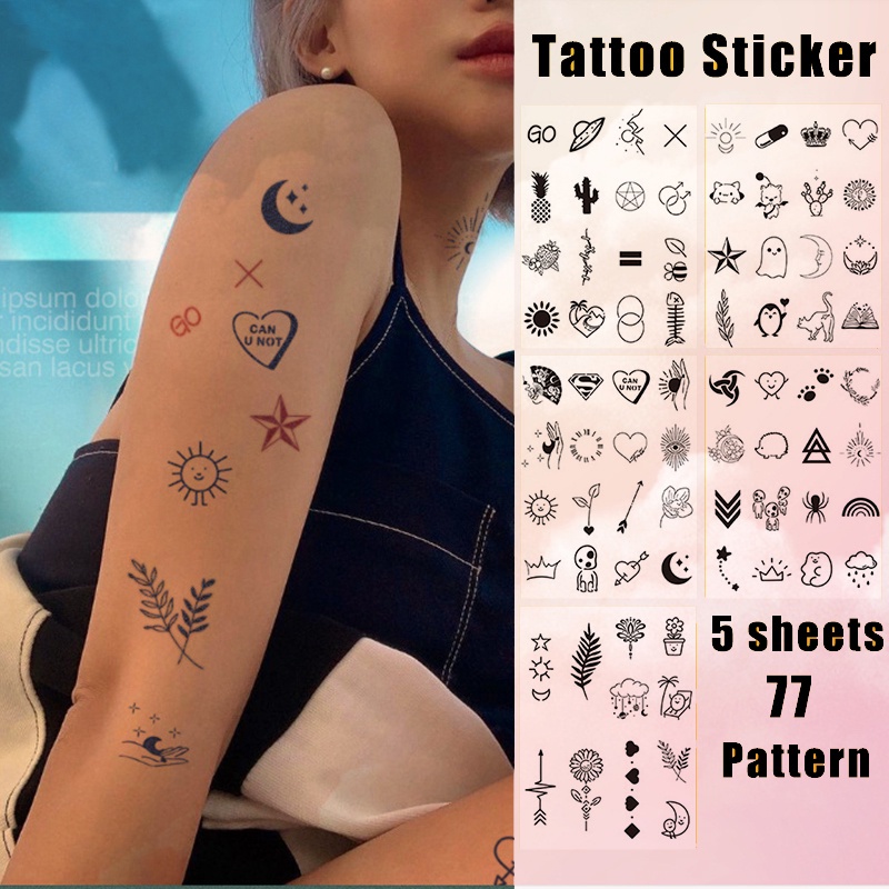 5 Sheet/Set Tattoo Sticker Waterproof Long Lasting 15 Days Fake Tattoo ...