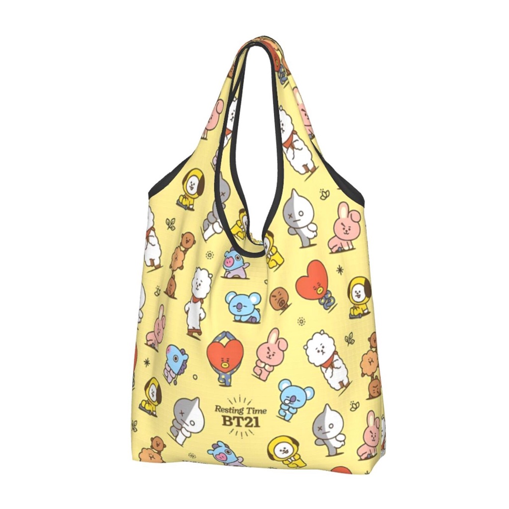 BT21 Portable Shopping Bag Foldable Carry-On Reusable Shopping Bag(38 ...
