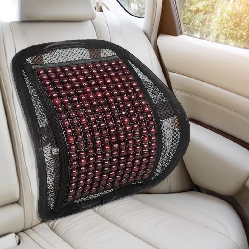Massage Lumbar Car Lumbar Cushion Wooden Bead Waist Cushion Breathable Backrest Car Lumbar