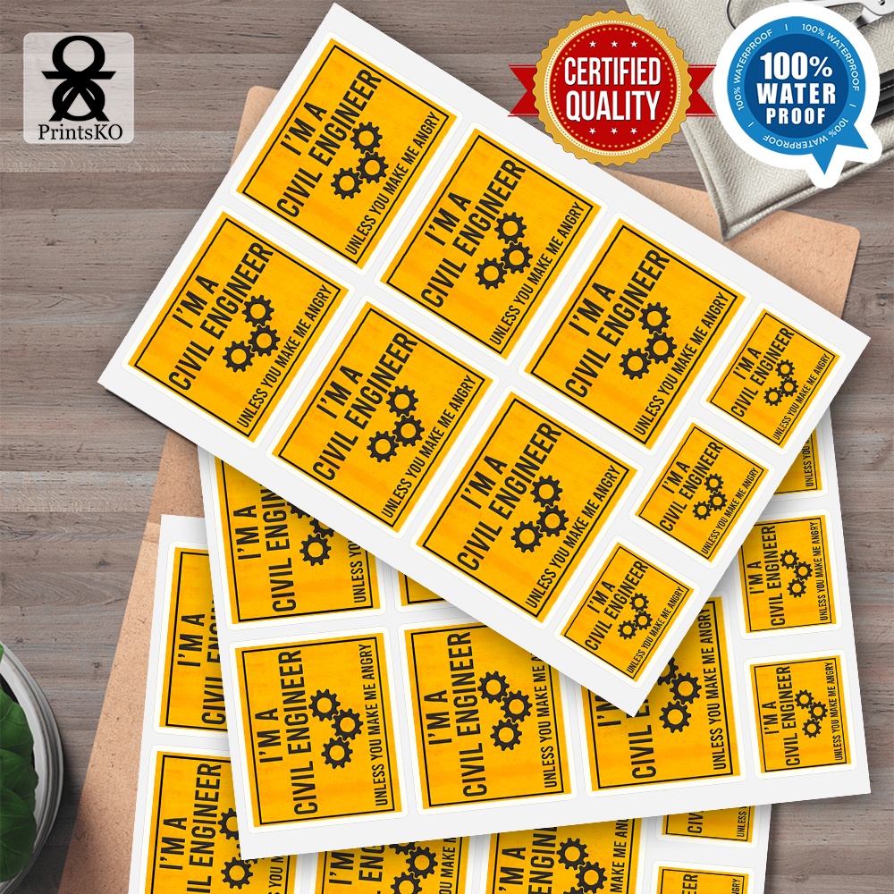 1 SET A4 SIZE High Quality Waterproof Vinyl Sticker with Civil Engineer ...