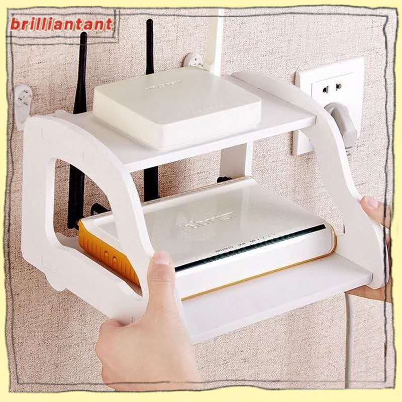 Wall Mounted Wifi Router Shelf Set-top Box Bracket Storage Box Double ...
