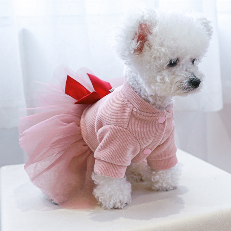 Medium Small Dog Dress for Shih Tzu Birthday Red Bowknot Cute Puppy ...