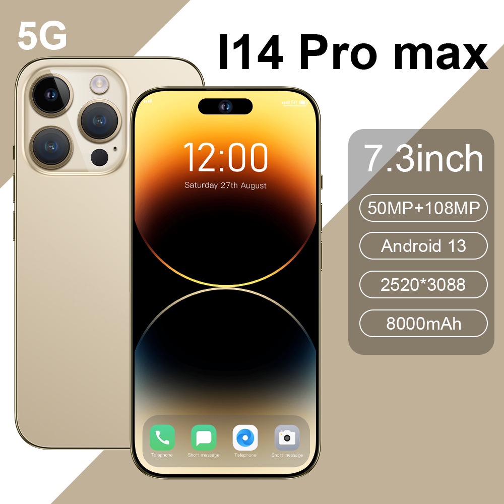 New I14promax Android 10.0 Smartphone 7.3-Inch Full HD Screen 4G ...