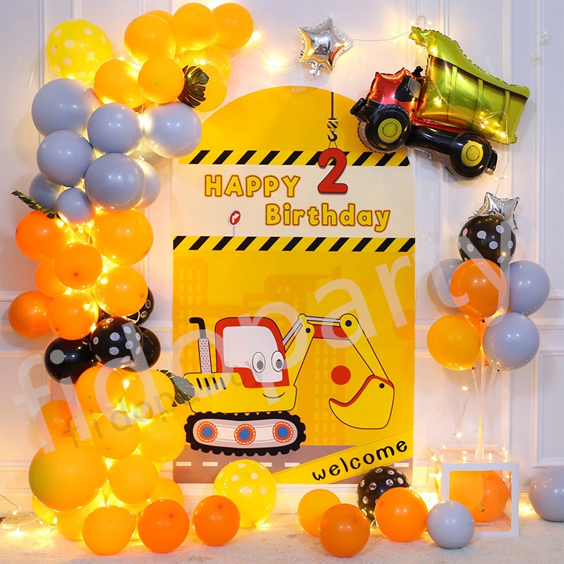 Construction Party Theme Engineering Vehicle Balloon The Table Floats ...