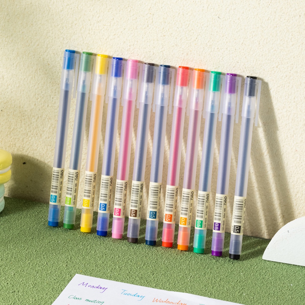 Deli 12 Colors Gel Pen 0.5mm Ballpen 12 Pcs/Box Smooth Writing Pen ...