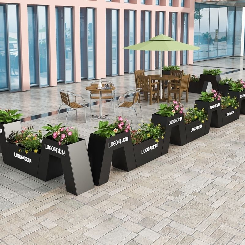 Outdoor Wrought Iron Flower Box Municipal Scenic Spot Fence Flower Bed ...