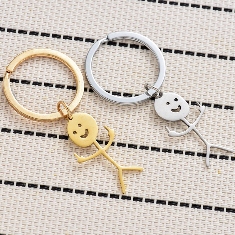 Funny Doodle Key Chain Graffiti Stainless Steel Middle Finger Stickman ...