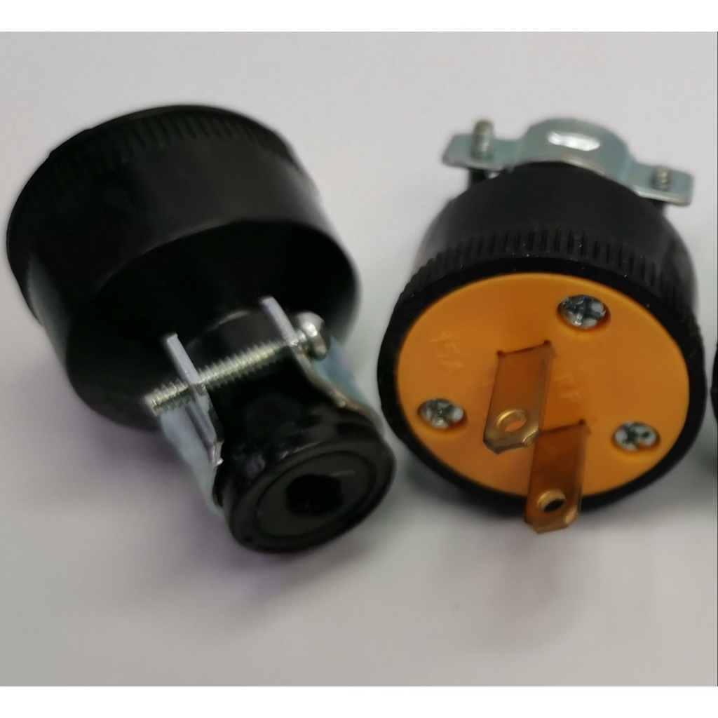 Eagle Heavy Duty Rubber Plug 2 Prong Flat Pin 15A 250V CAT 1723, (1PC ...