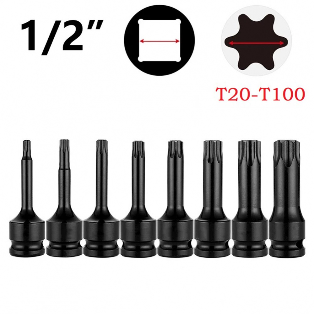 1× 1/2inch Hex Torx Screwdriver Bit Impact Drive Socket Adapter Head-T20-T100 | Shopee Philippines