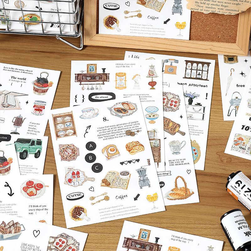 MOHAMM 2 Sheets Vintage Daily Furniture Food Decorative Stickers for ...