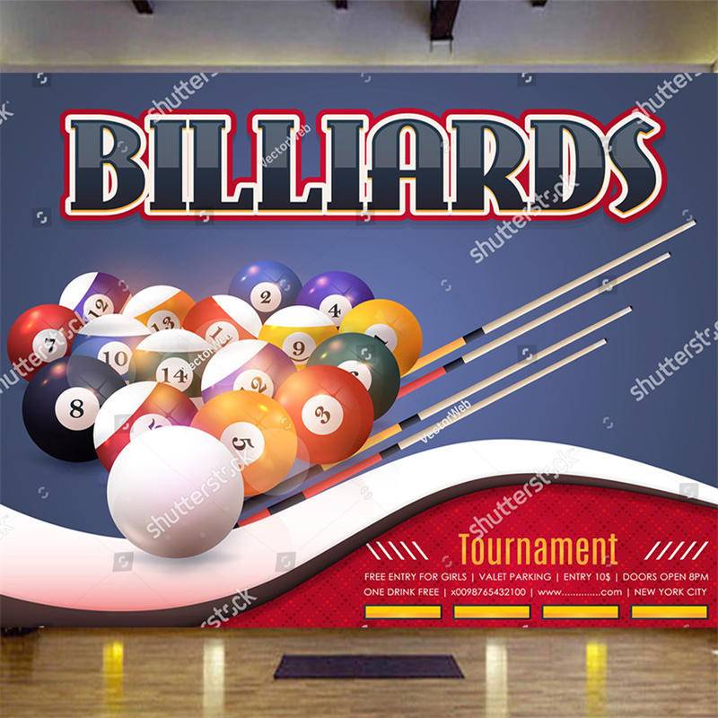 Custom Wallpaper Modern Realistic Billiard Ball and Stick Illustration ...