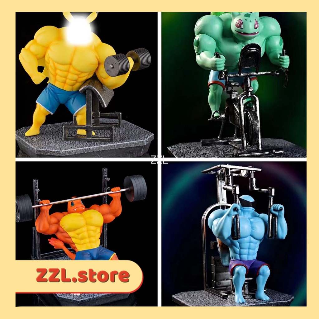 Pokemon GK Keep Fit Muscle Pikachu Charmander Squirtle Bulbasaur Action ...