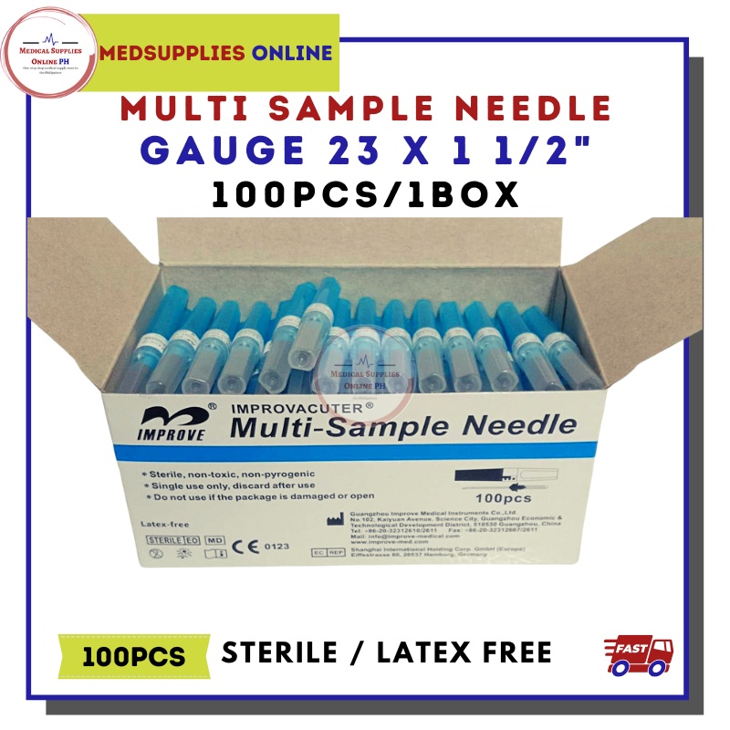 Multi Sample Needle Gauge 23 x 1.5 (1BOX -100pcs) IMPROVE Brand ...