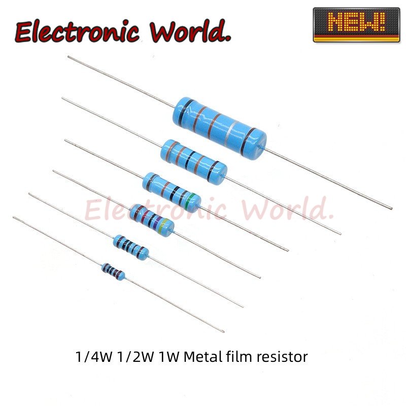 100pcs 1/4W 1/2W 1W Metal film resistor 1% 2.2K 2.4K 2.7K 3K 3.3K 3.6K 3.9K 4.3K 4.7K Ohm ...