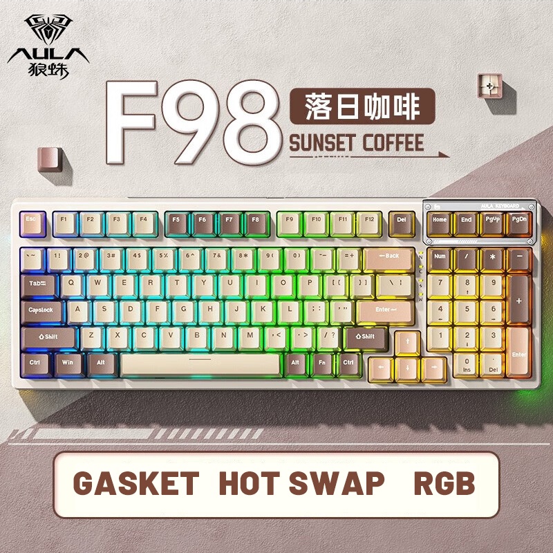 Aula F98 Gasket Wireless Mechanical Keyboard with RGB Backlit 99keys ...