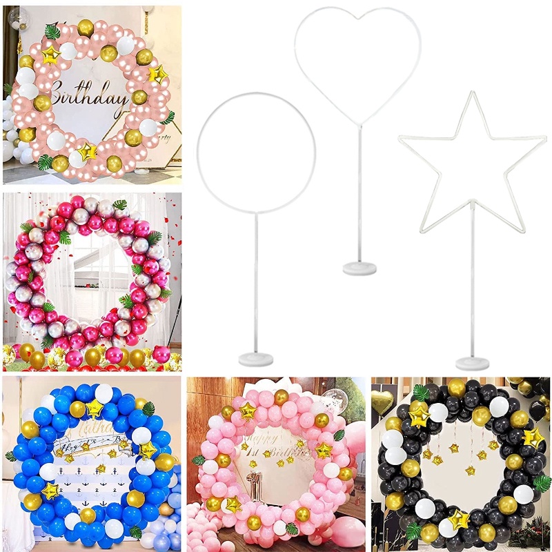 Round Heart Shape Balloon Arch Stand Wedding Bow of Balloon Circle Arch ...