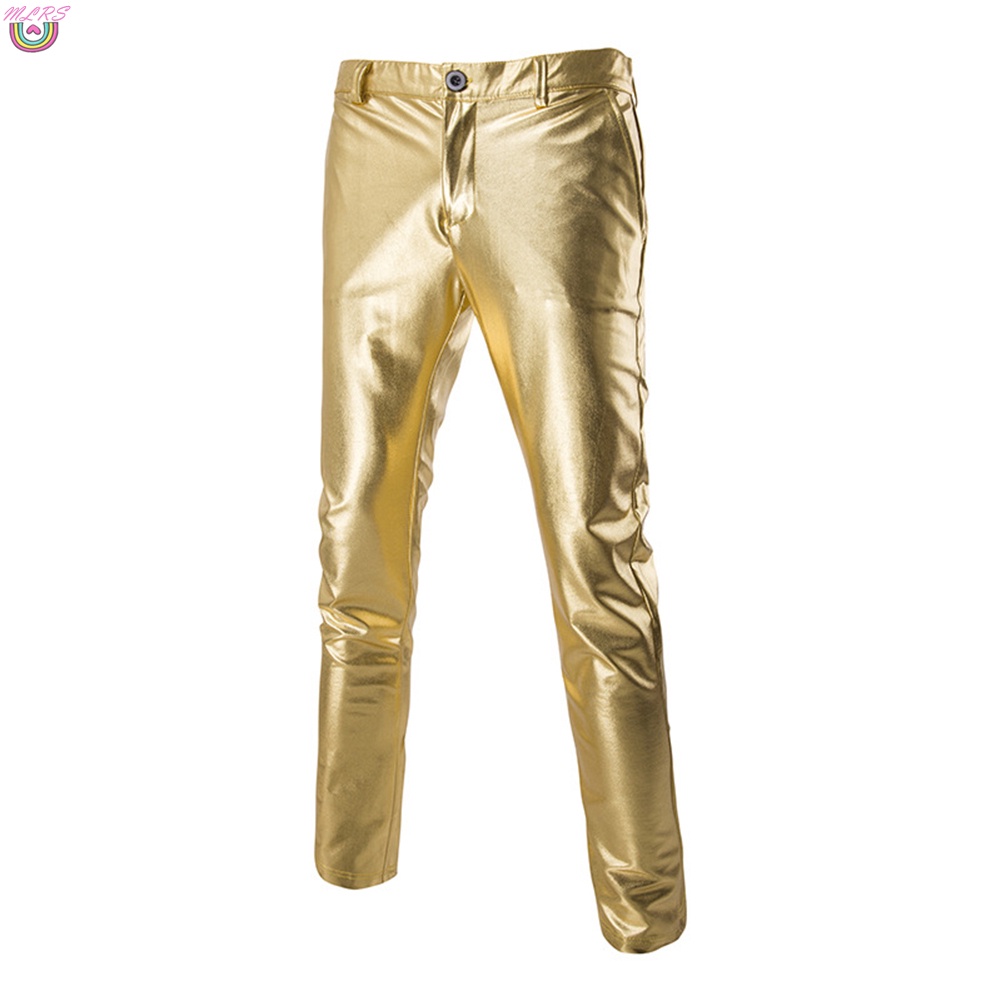 Man Metallic Trousers Shiny Silver Coated Metallic Pants Party Clubwear ...