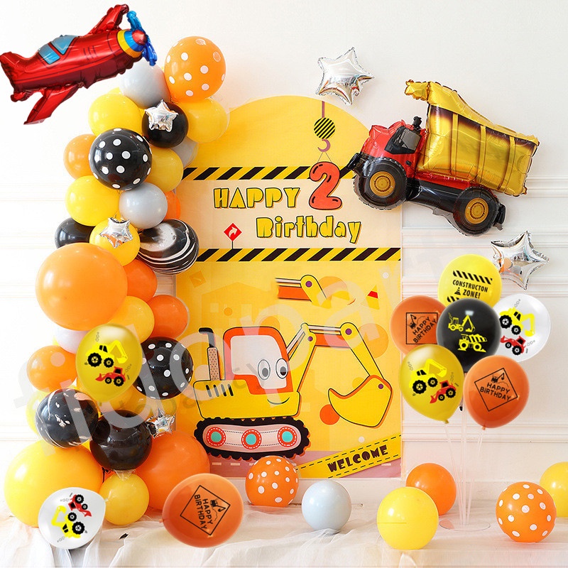 Construction Party Theme Engineering Car Balloons Party Decorations 12 ...