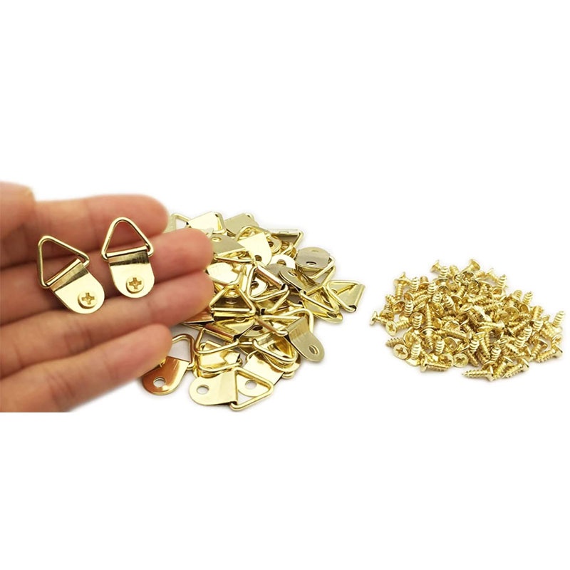 100 Pack Small Triangle Ring Steel Picture Hangers with Screws Picture ...