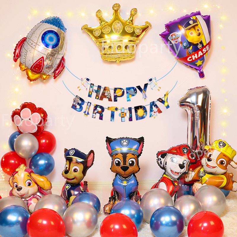 Paw Patrol Theme 32inch Silver Number Balloon Latex Balloons Party Decorations Space Birthday ...