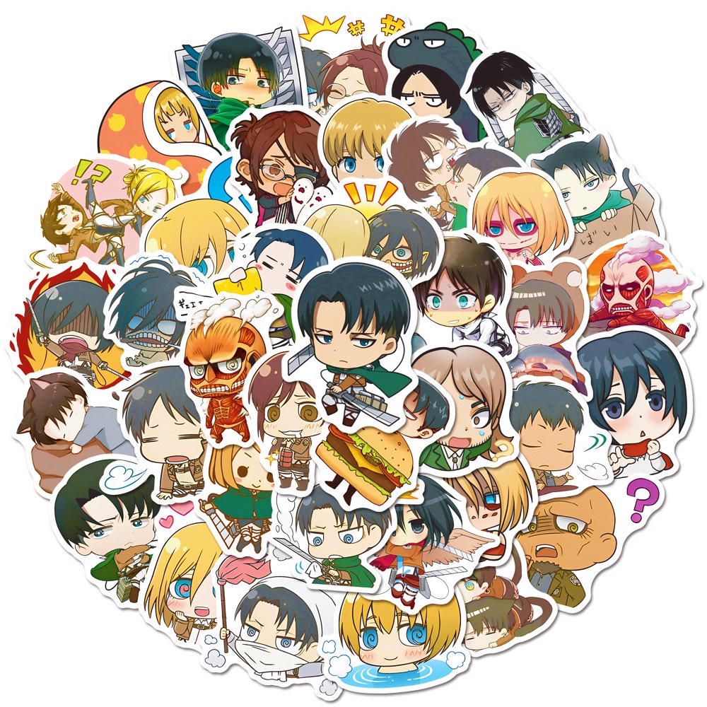 50PCS Cute Anime Attack On Titan Stickers Faptop Luggage Skateboard ...